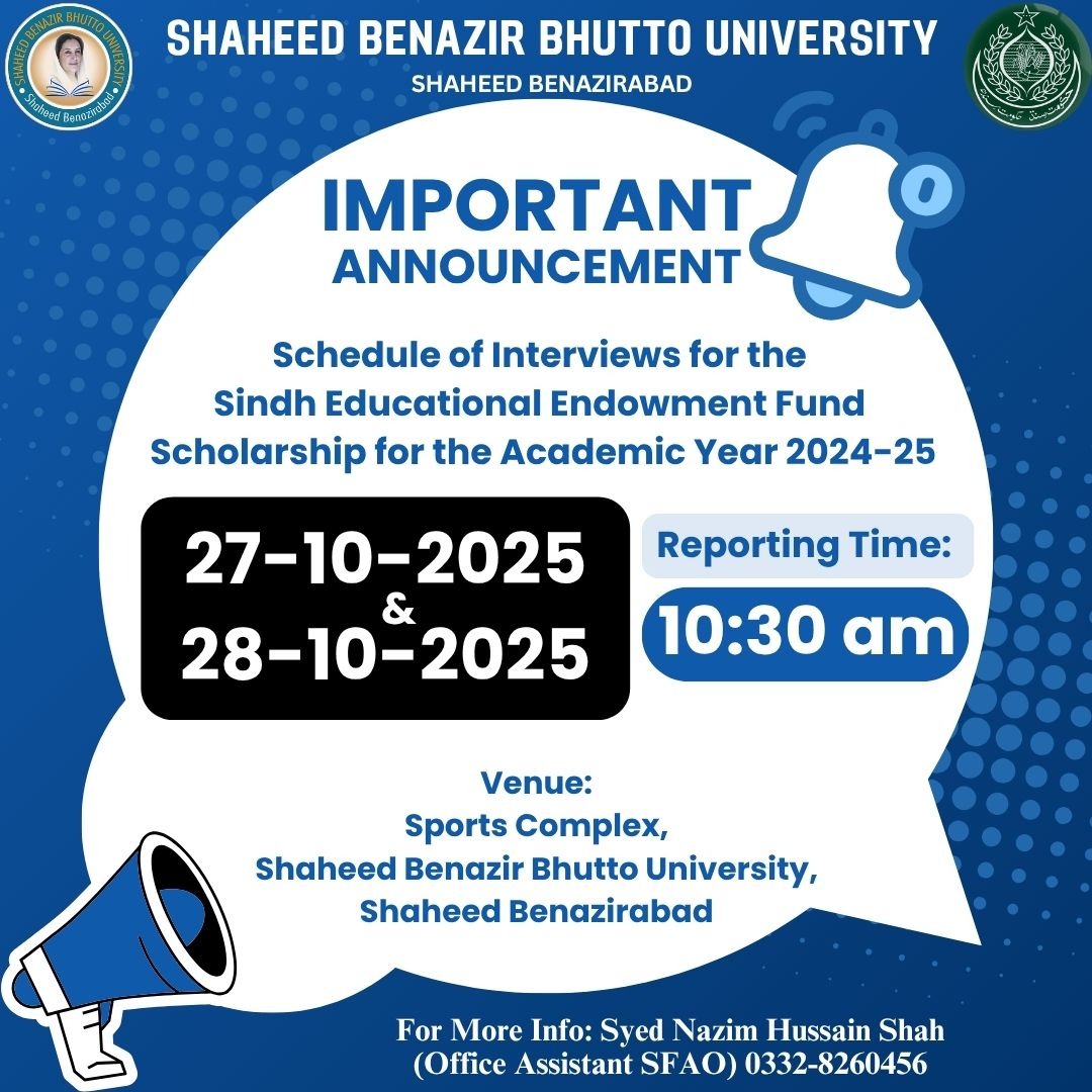 Notice Board-Shaheed Benazir Bhutto University Shaheed Benazirabad